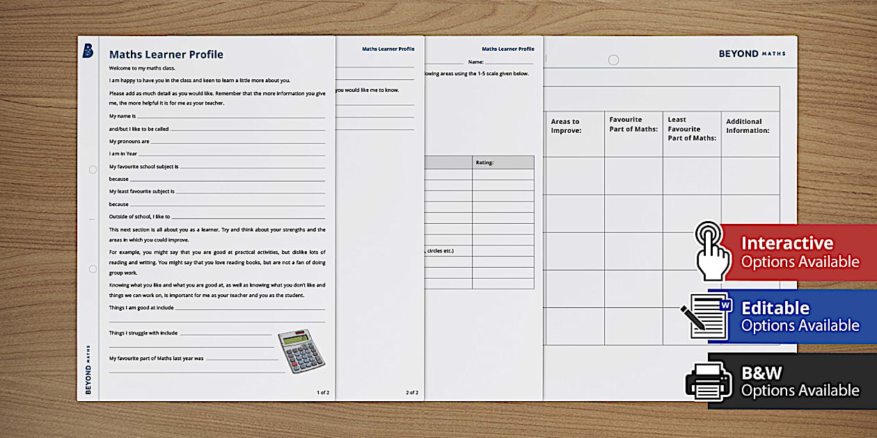 Maths Learner Profiles - Beyond Secondary Maths - Twinkl