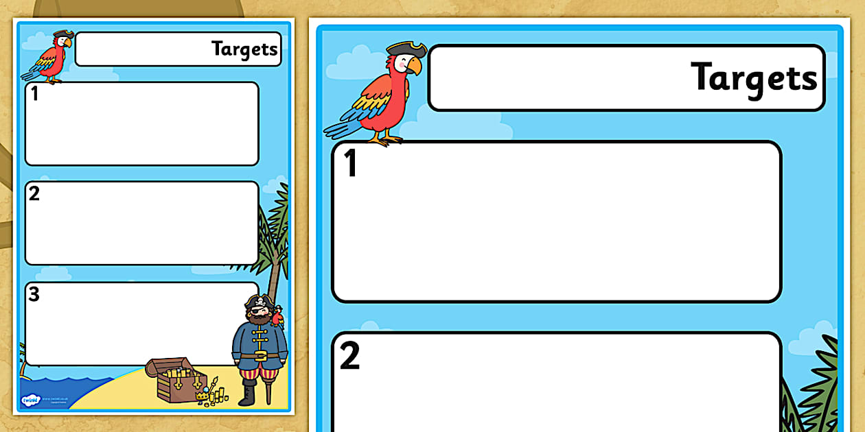 Pirate Theme Editable Pupil Target Sheets (teacher made)