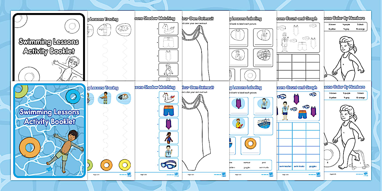 Swimming Lessons Activity Booklet for K-2nd Grade - Twinkl