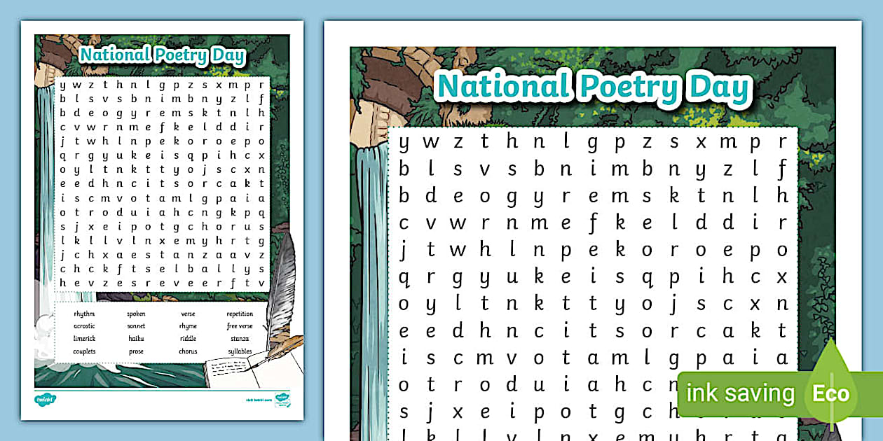 National Poetry Day Word Search - Twinkl - KS2