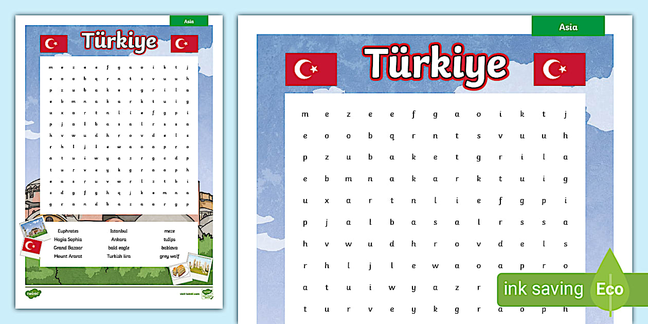 KS2 Türkiye Word Search - Twinkl - Geography (teacher made)