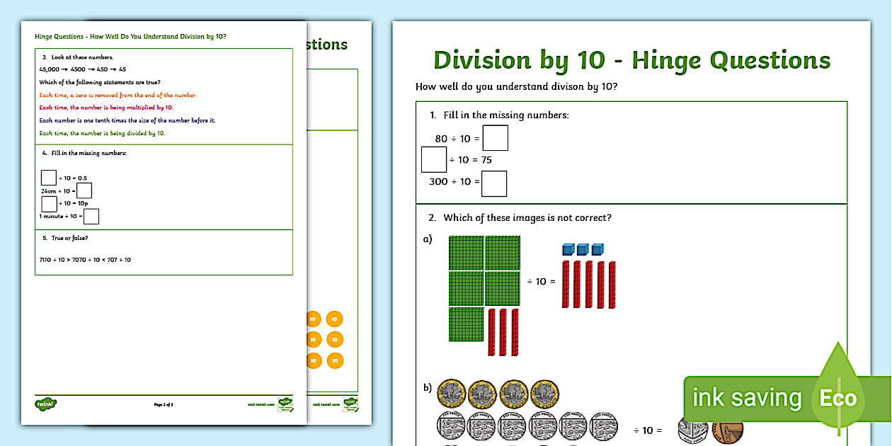 👉 KS2 Division Hinge Questions (teacher made) - Twinkl