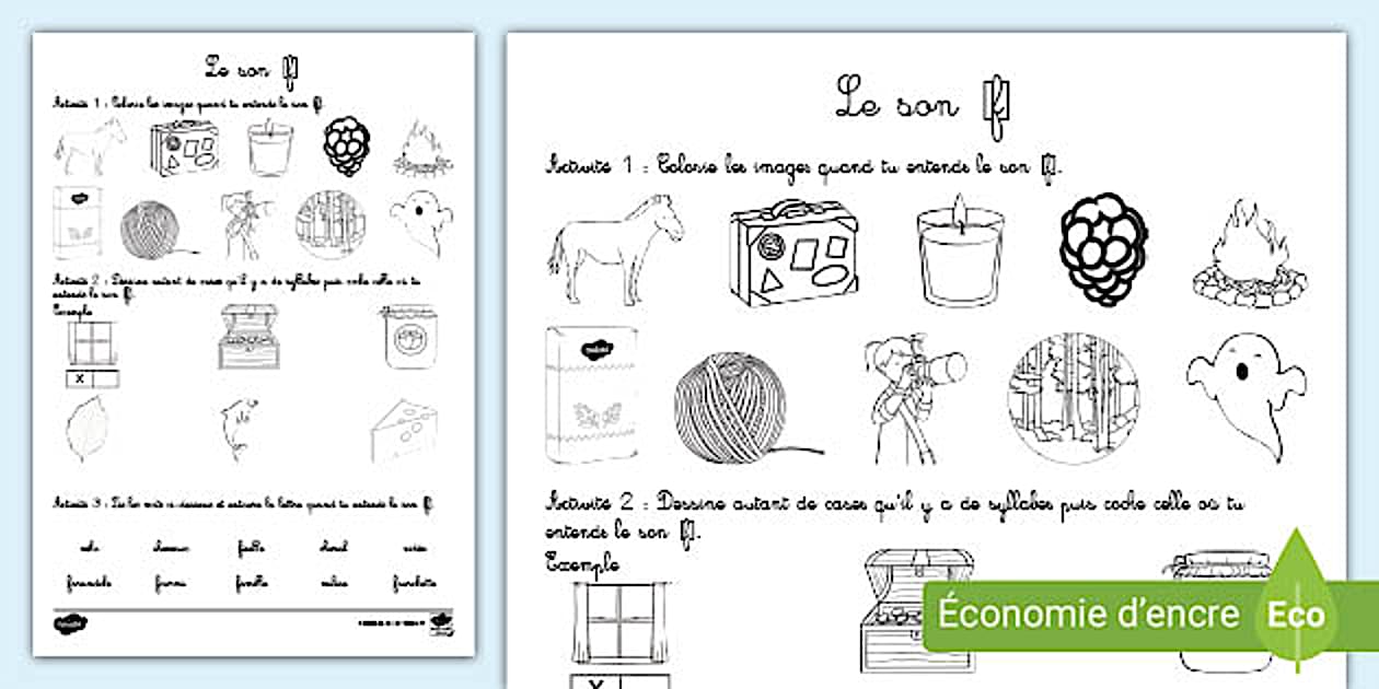 Feuille d'activités : Le son [f] (Teacher-Made) - Twinkl