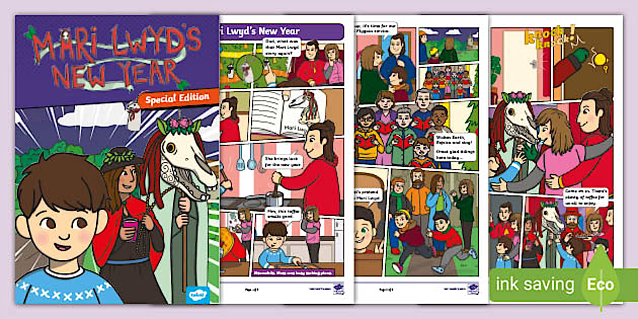 Mari Lwyd Comic - a Welsh Christmas & New Year tradition.