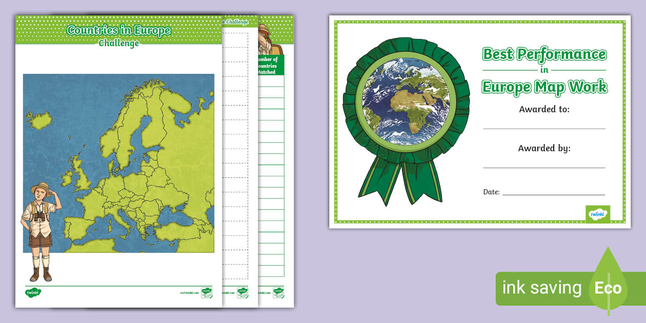 Countries in Europe Challenge (teacher made) - Twinkl