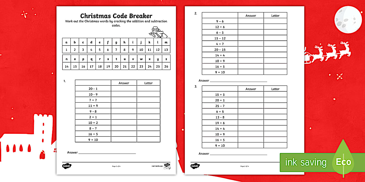 Christmas Maths Riddles Numbers and Letters Quiz | Twinkl