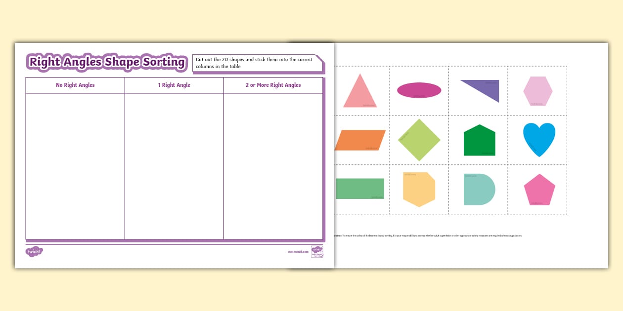 Right Angles Shape Sorting Activity - Twinkl - KS2 - Twinkl