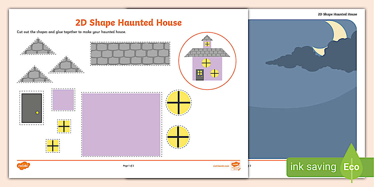 Haunted House Cut and Stick Activity (teacher made) - Twinkl