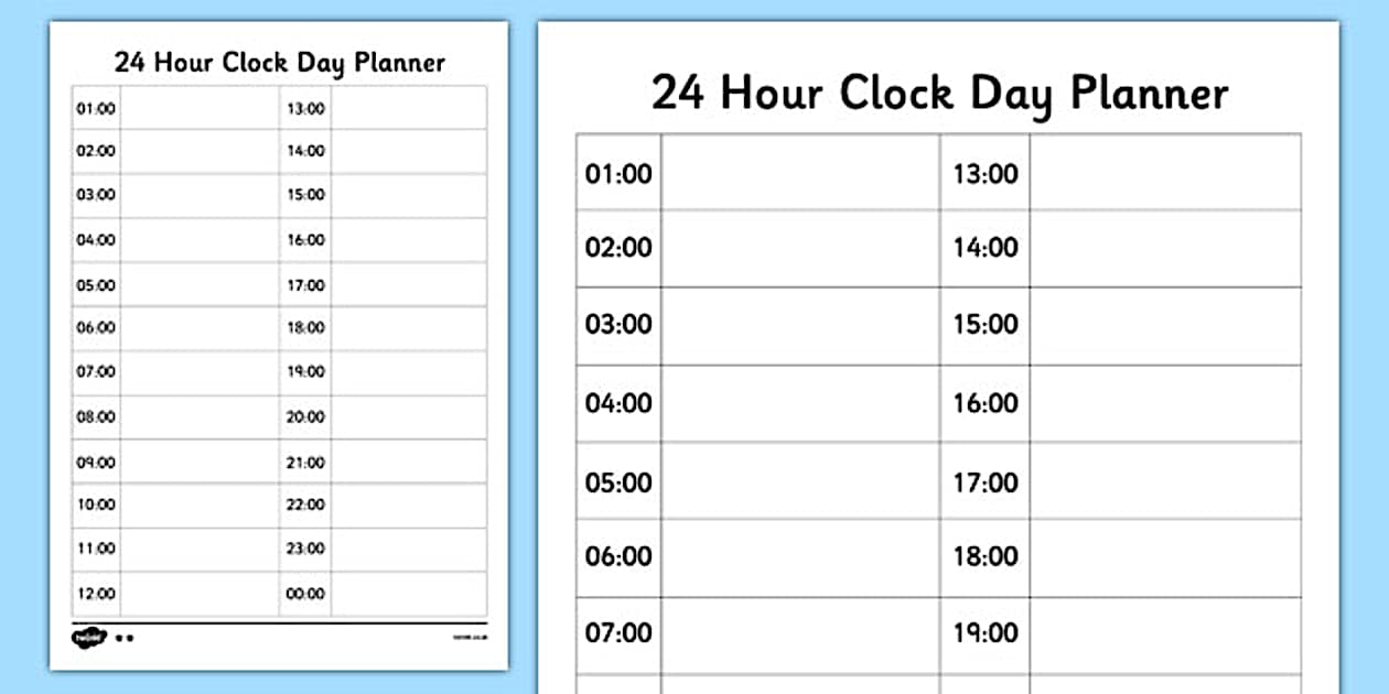 Lower Ability 24 Hour Clock Day Planner - Twinkl