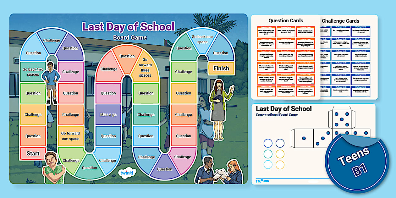 Last Day of School ESL Conversational Board Game - Twinkl