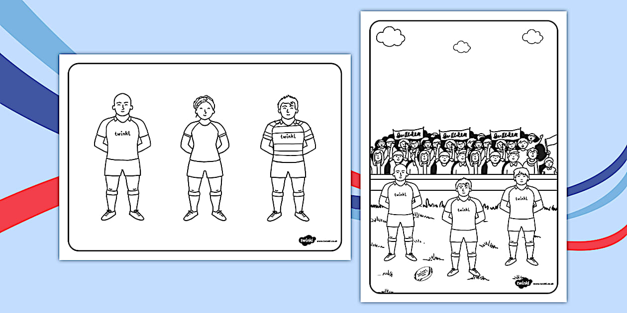 Rugby colouring pages- easy to download and print off.