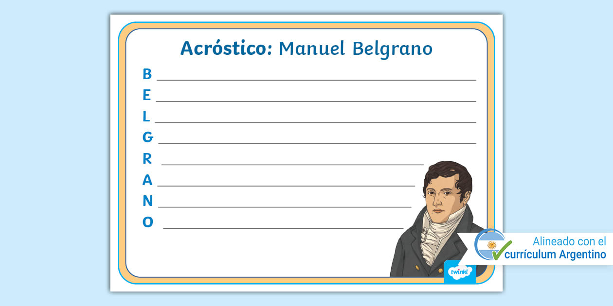 Acróstico: Manuel Belgrano - Twinkl