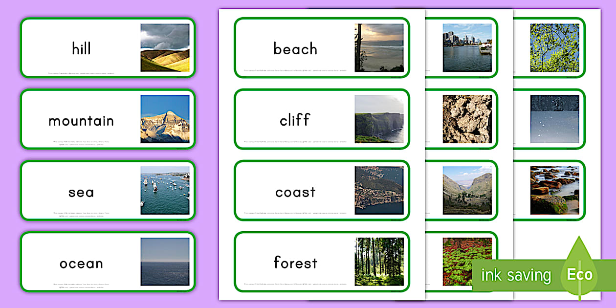 Natural Environment Geography Word Cards (Teacher-Made)