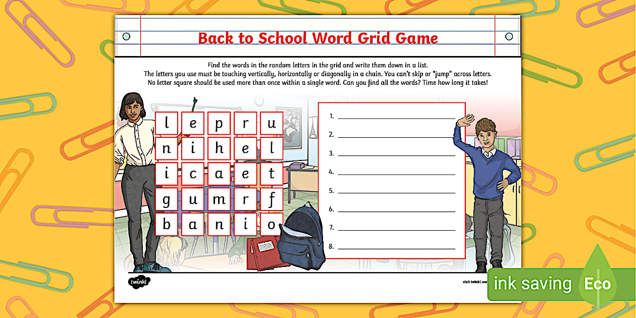 Back To School Word Grid Game (teacher made) - Twinkl