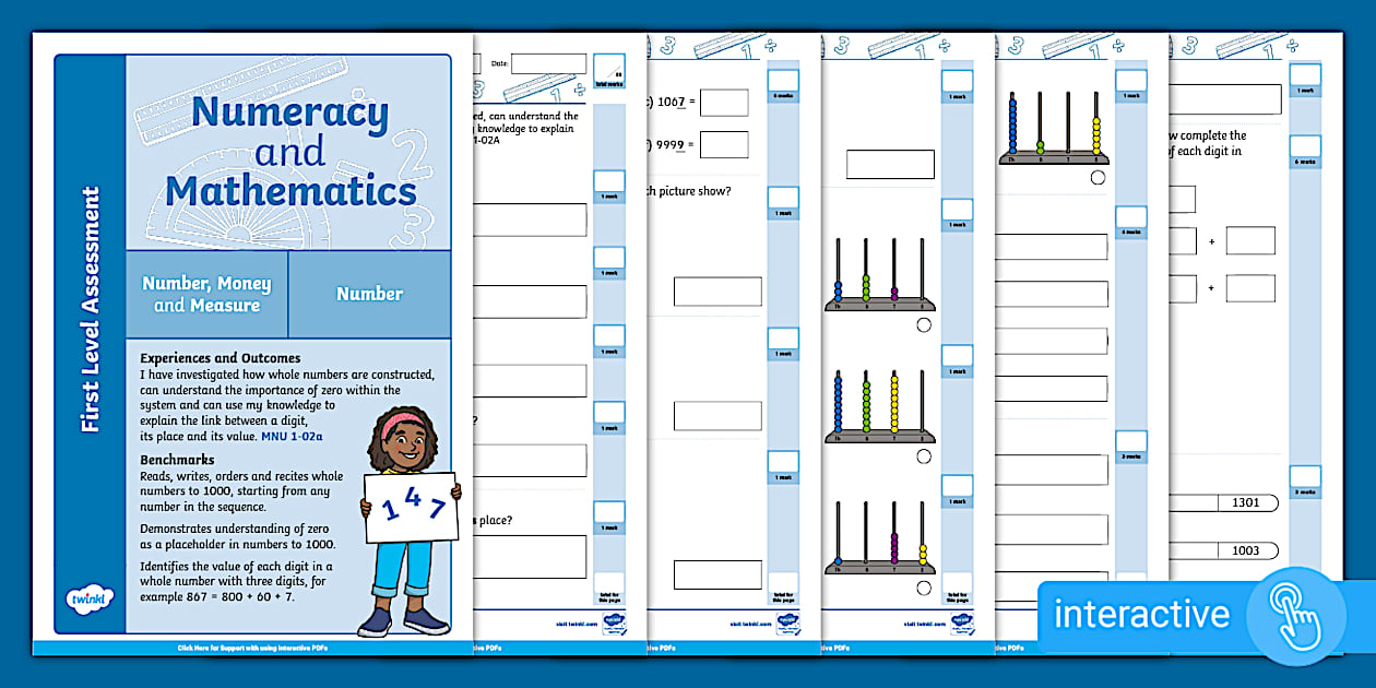 Interactive PDF: First Level Numeracy Assessment - Number