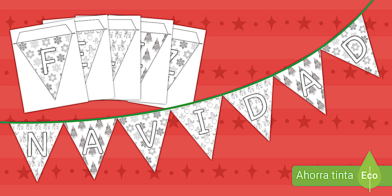 Banderines para Colorear: Feliz Navidad - Twinkl