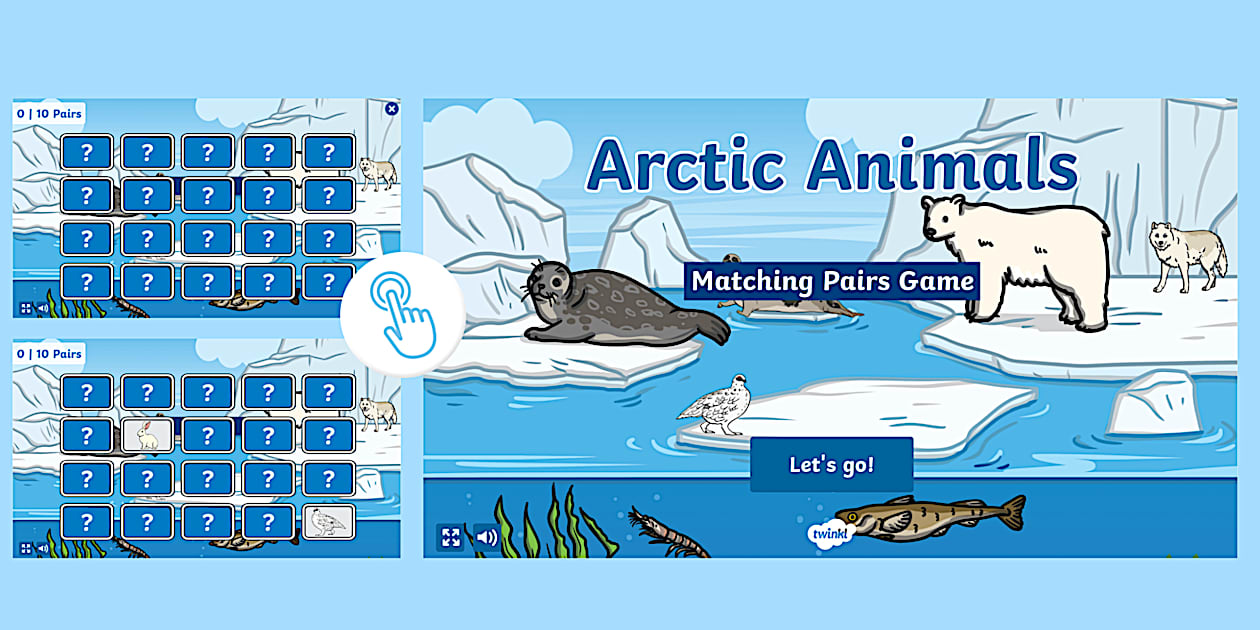 Arctic Animals Interactive Matching Pairs Game - Twinkl