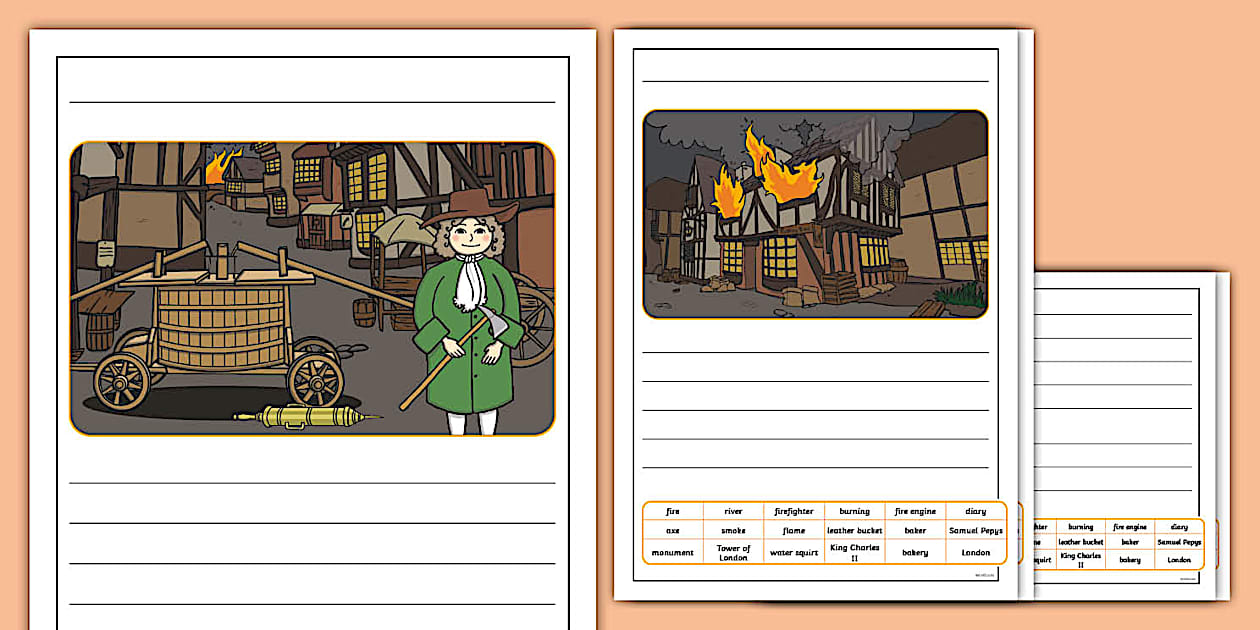 The Great Fire of London Writing Template with Word Bank
