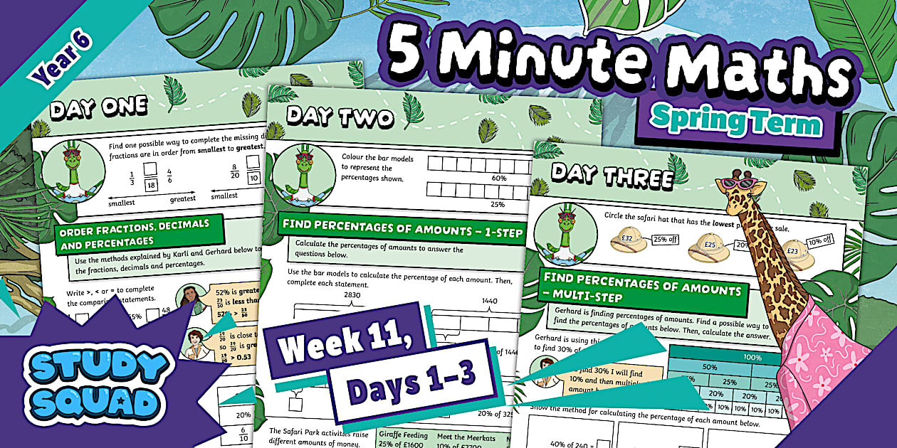 👉 Study Squad 5 Minute Maths Year 6 Spring - Week 11 Days 1-3