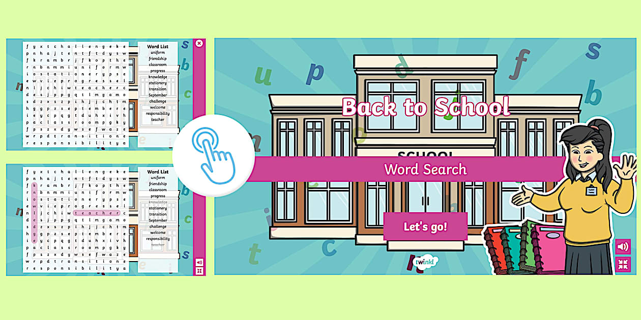 Back to School Interactive Word Search (teacher made)