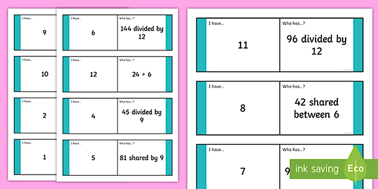 Higher Ability Division Facts Loop Cards (teacher made)