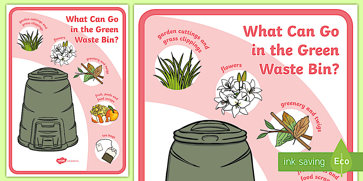 What Can Go In The Green Waste Bin? Display Poster - Twinkl