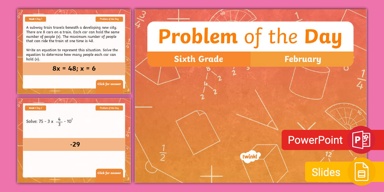 Sixth Grade Math Problem of the Day February PowerPoint