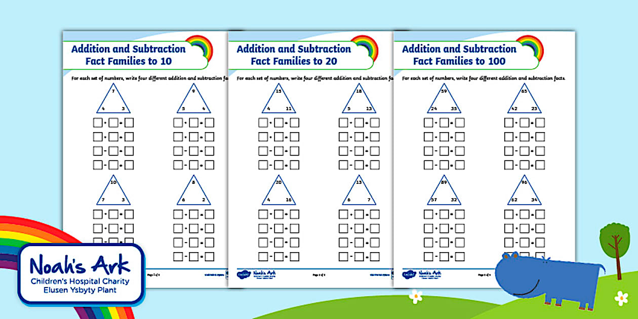 FREE! - Addition and Subtraction Fact Families Activity Sheets