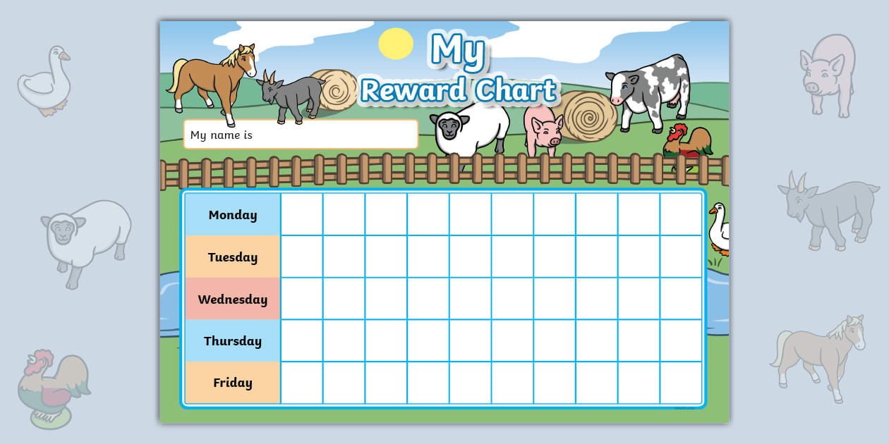 * NEW * Farm Animal Themed Reward Chart (teacher made)