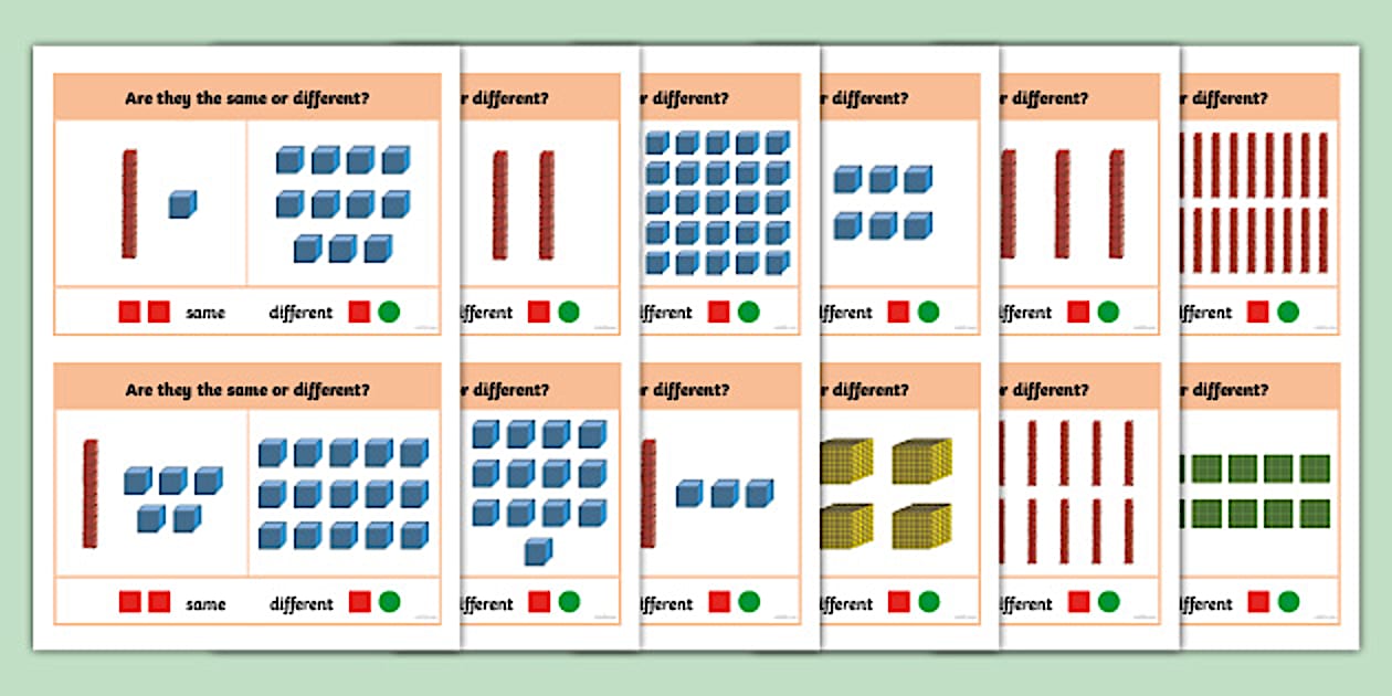 Place Value Same or Different? Cards (teacher made) - Twinkl