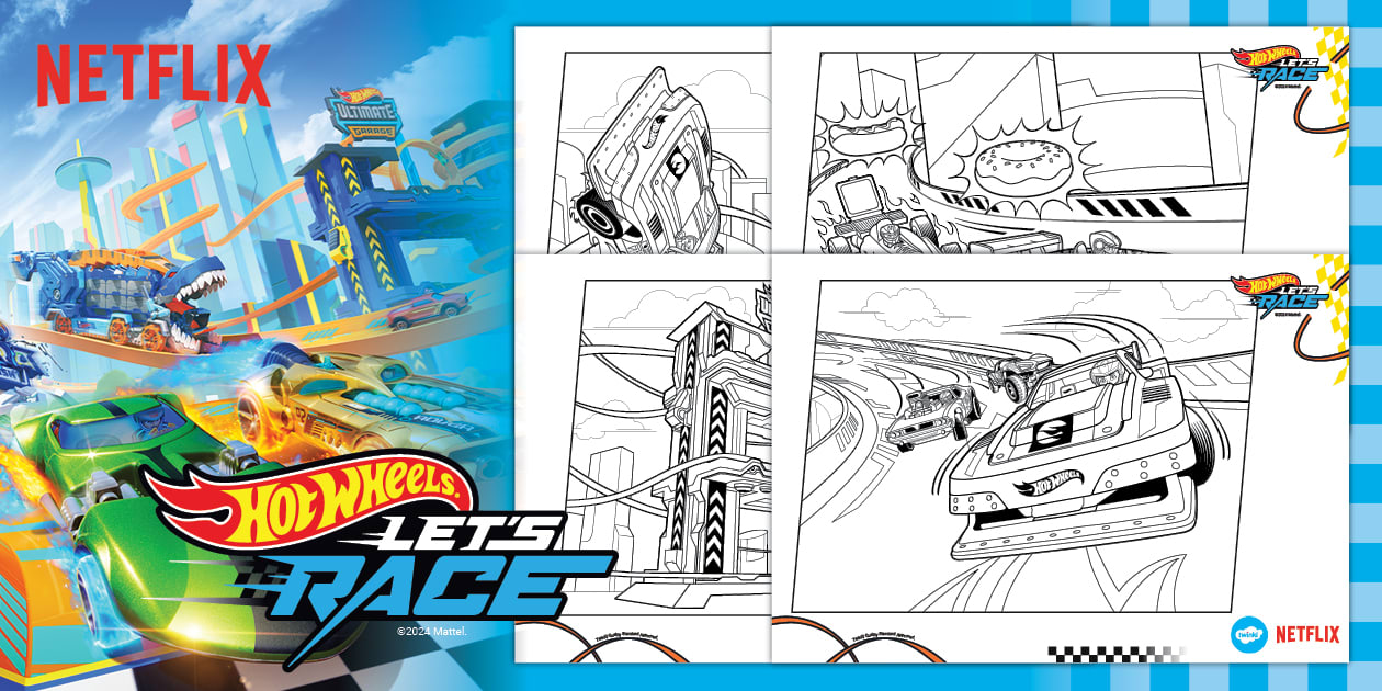 Hot Wheels: Colour the Scene Colouring Sheets (teacher made)