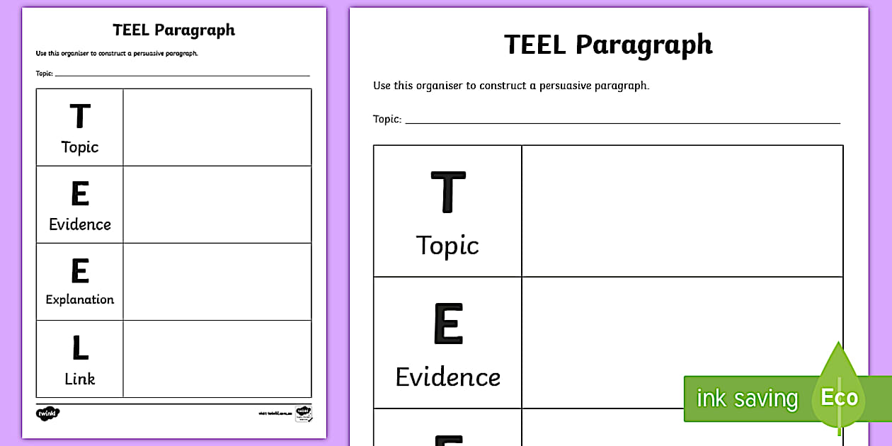 TEEL-Paragraph Worksheet PDF | Year 3 - 4 | English Resource