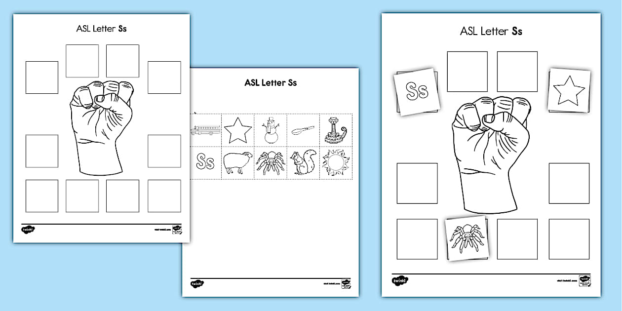 ASL Letter Ss Cut and Paste Worksheet (teacher made)
