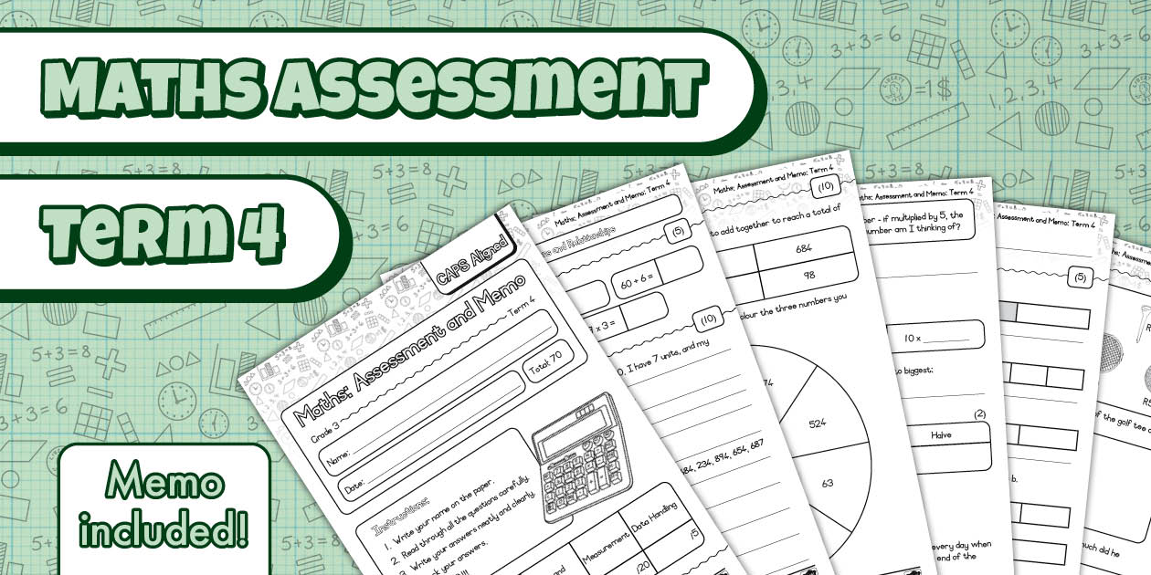 Grade 3 Maths Term 4 Maths Assessment (CAPS Aligned)
