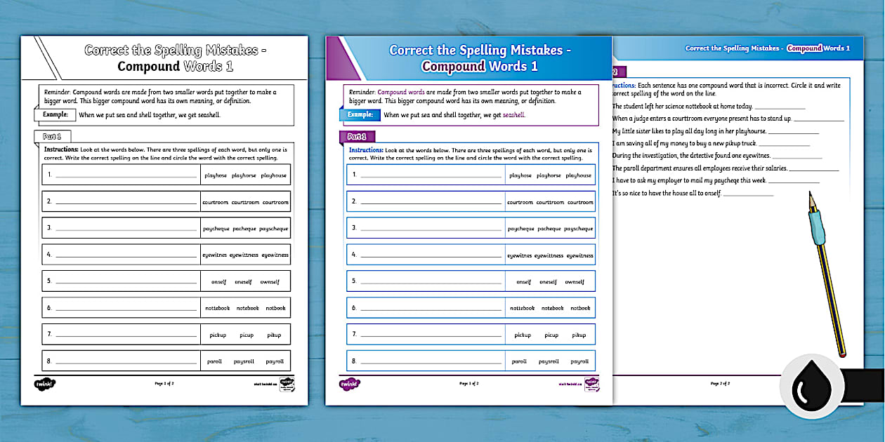 Grade 6 Spelling Compound Words Worksheet 1 (teacher made)