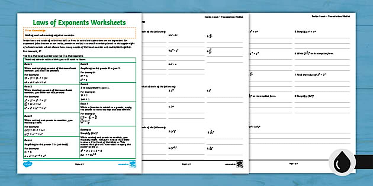Laws of Exponents Worksheet | Twinkl CA (teacher made)