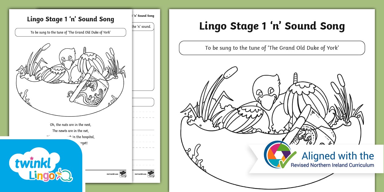 Lingo Stage 1 'n' Sound Song Activity Sheets - Twinkl