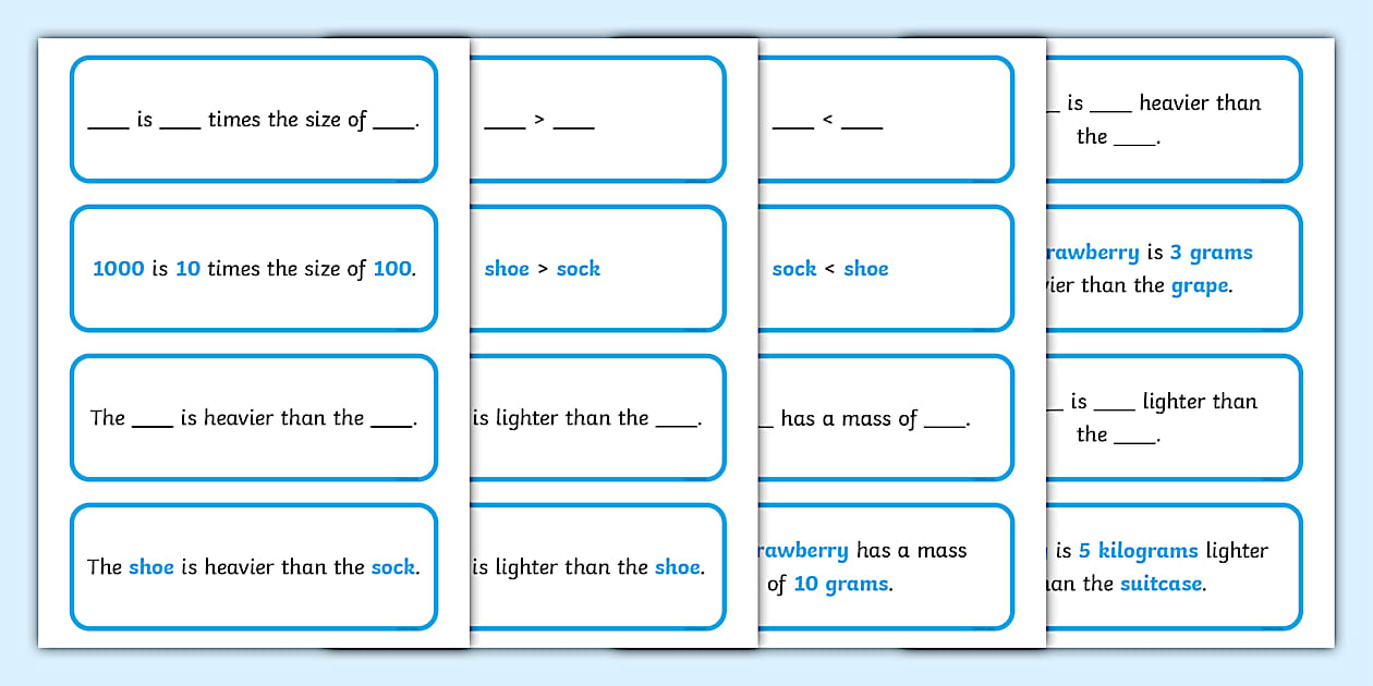 👉 Year 2 Mass, Capacity and Temperature Maths Stem Sentences