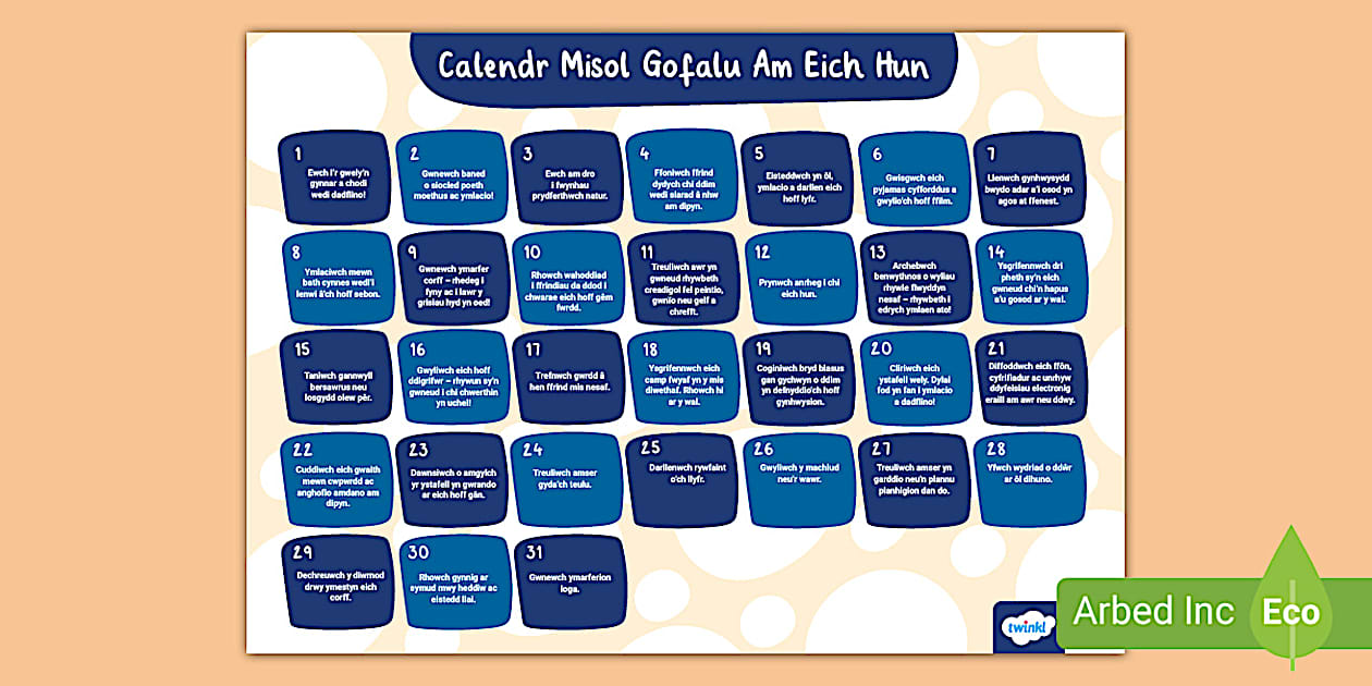 Lles Staff: Calendr Misol Gofalu Am Eich Hun