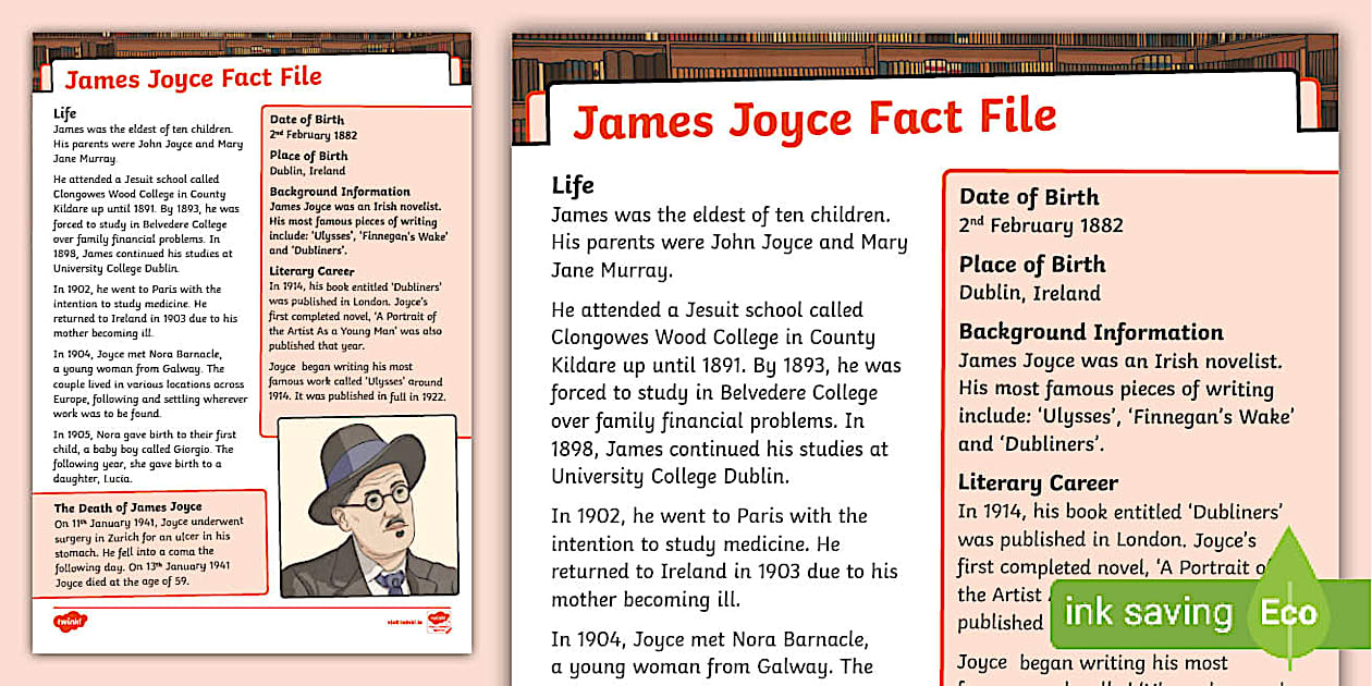 James Joyce (Fact File) (teacher made) - Twinkl