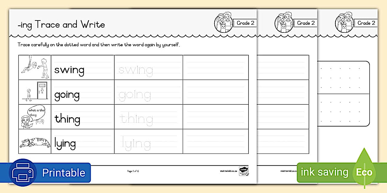Grade 2 Phonics Trace and Write -ing (Lehrer gemacht)