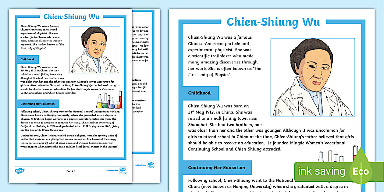 KS2 Chien-Shiung Wu Fact File (Hecho por educadores)