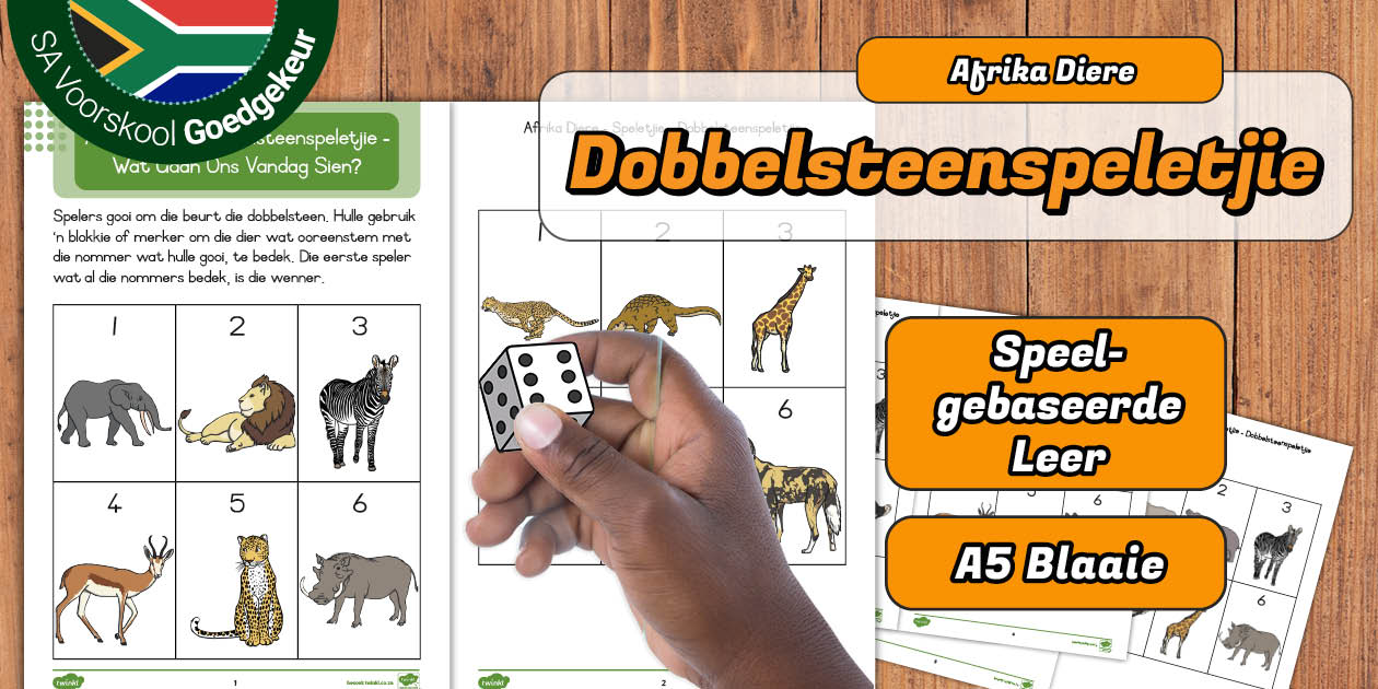 VS - Afrika Diere - Dobbelsteen Speletjie
