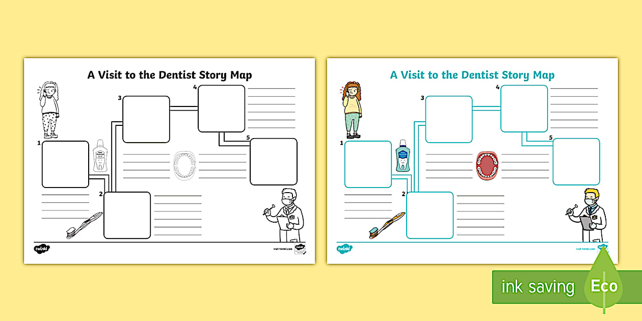 A Visit to the Dentist Story Map Worksheets (teacher made)