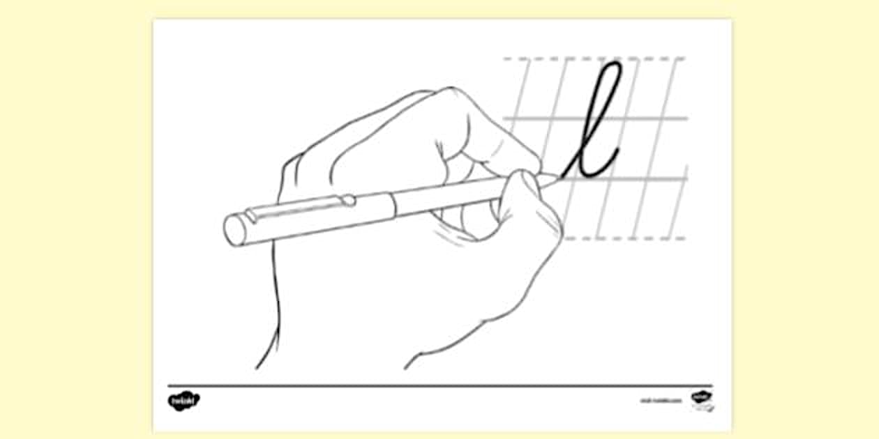 Handwriting: Back of Left Hand Forming an L Colouring Sheet