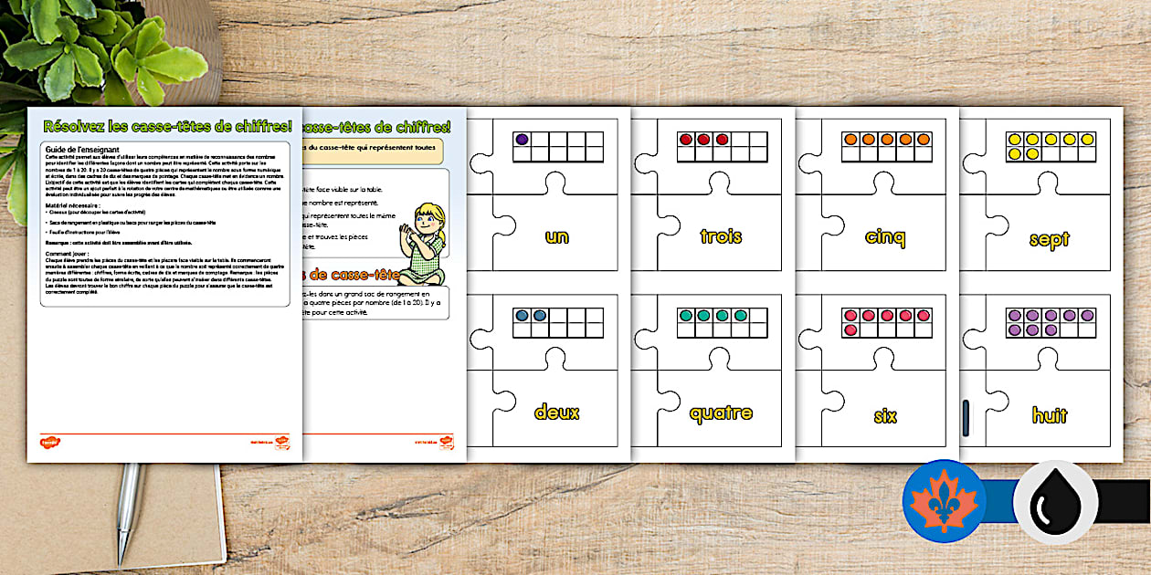 Solve the Number Puzzles! Math Centre Activity French