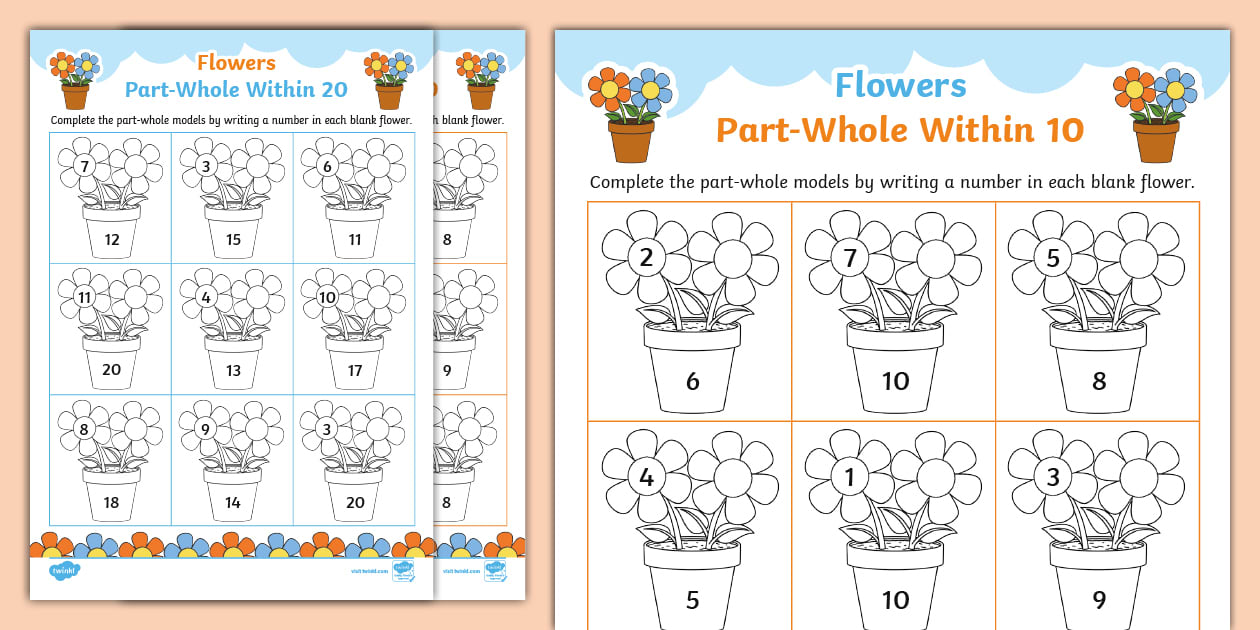 👉 Flowers Part-Whole Within 10 and 20 Activity - Twinkl