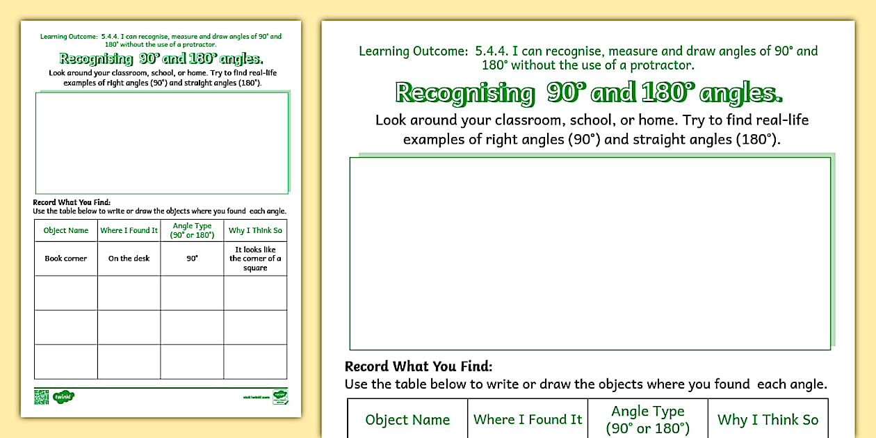 Drawing 90° and 180° Angles (teacher made) - Twinkl