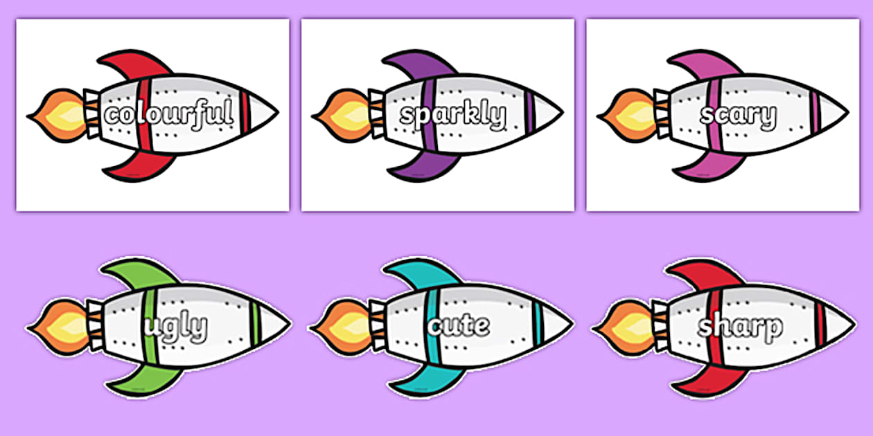 Wow Words on Rockets (Multicolour) (teacher made) - Twinkl