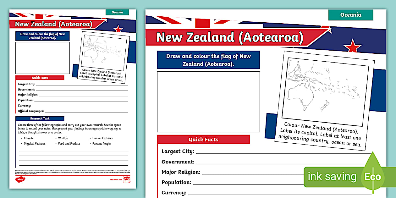 KS2 New Zealand (Aotearoa) Research Activity - Twinkl
